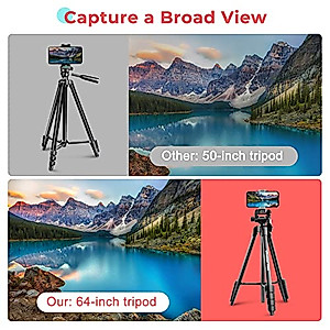 UBeesize 64" Phone Tripod, Extendable iPad Tripod Stand with Remote and Phone Holder, Lightweight Camera Tripod for Selfie, Video Recording, Live Streaming, Compatible with Cell Phone/Camera/Tablet