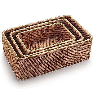 YYSS, Wicker Storage Basket Jewelry Rattan Stackable Sundries Key Magazine-Cosmetics Organizer Box Container (S)