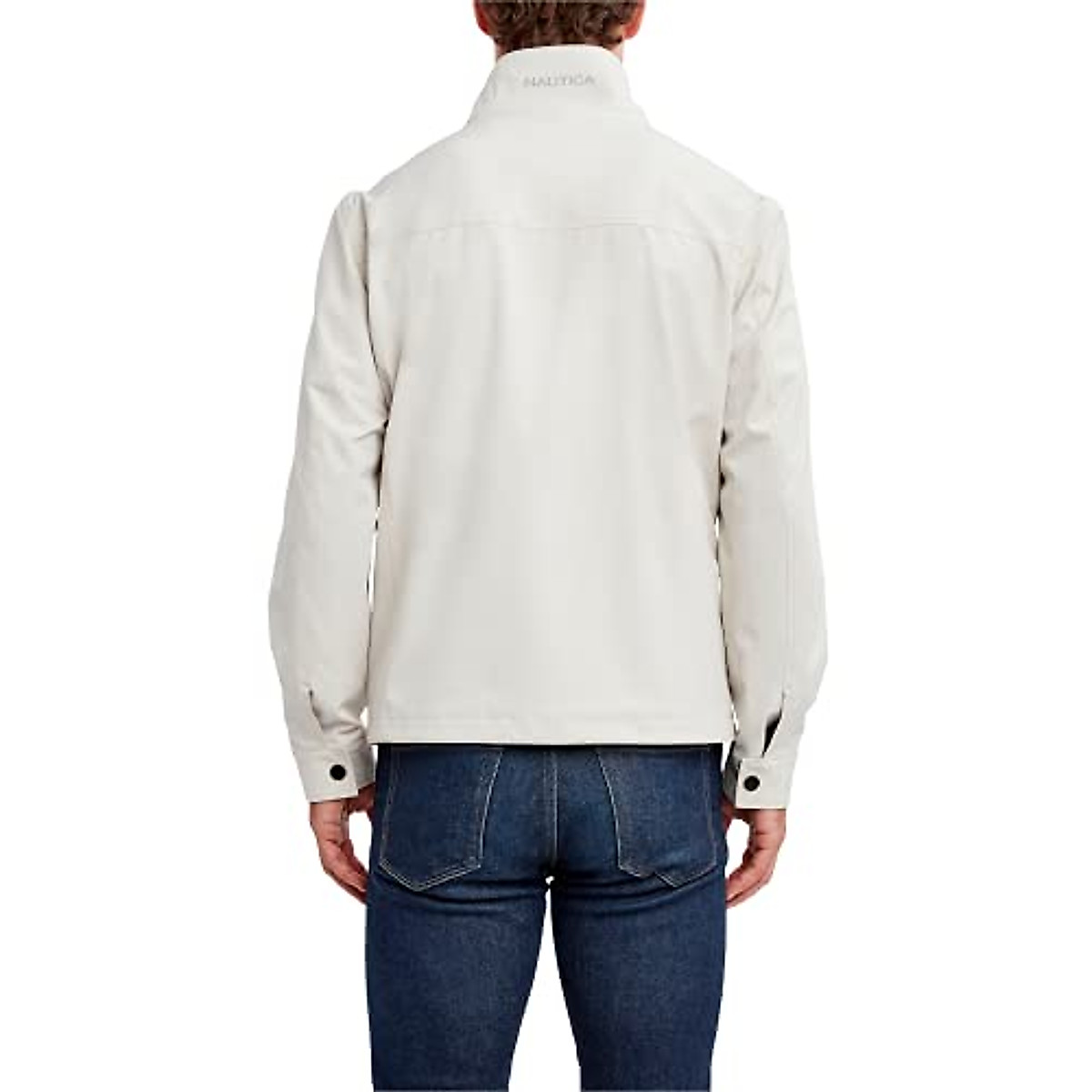 Nautica Casual Lightweight Full Zip Windbreaker-Weather Resistant Golf Jacket for Men (S-XXL), Stone, Medium