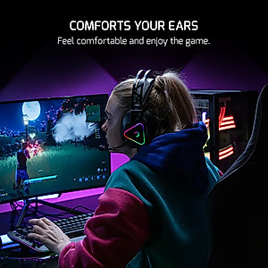GAMEPOWER Kizaru USB Gaming Headset - 7.1 Virtual Surround Sound, Wired RGB Led Headphones with 53MM Drivers, Comfort Design, 360 Spatial Audio, Noise Cancelling Mic PC, Laptop, Black