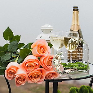 Wedding Gift for Her Years of Marriage Gift Happy Anniversary Present for Woman Acrylic Heart Marriage Keepsake for Wife Husband Girlfriend Boyfriend (10th Style)