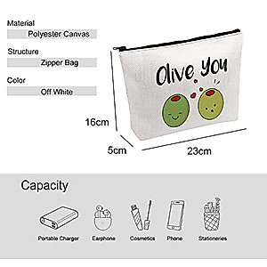 VAMSII Olive You Makeup Bag Funny Olive Gift I Love You Gifts Olive Lovers Gifts Anniversary Romantic Gifts Olive Pun Gifts (Makeup Bag)