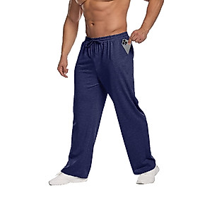 Deyeek Men's Sweatpants with Pockets Open Leg Jogger Sweatpants Baggy Sweat Pants for Mens Adult Black Sweatpants Men