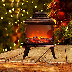 Backbayia 3D Hanging Flameless Lantern Retro Style Decorative Night Lamp for Home Living Room Garden Office (31x15.5x48cm)