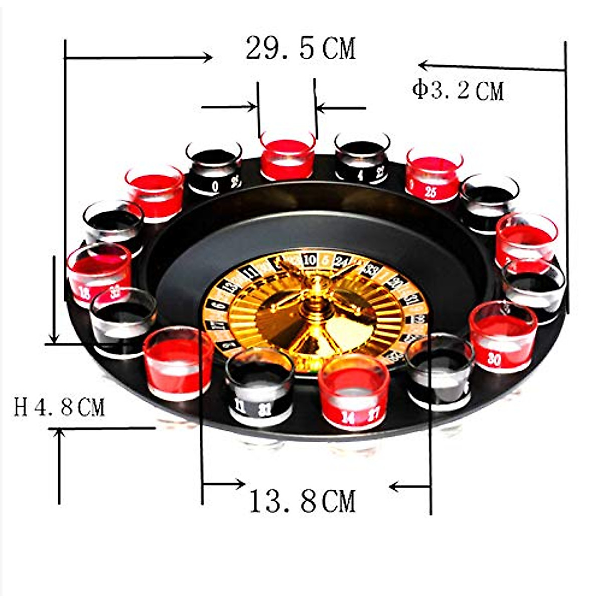 FixtureDisplays® Shot Glass Roulette, Drinking Game Set - (2) Balls & (16) Glasses 16869-NF