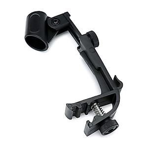 QWORK Drum Microphone Holder, 4 Pack Adjustable Drum Microphone Clip, Ring Mounting Clip Snare Drum Clip Sleeve, Mic Hoop Rim Snare Clamp, Black