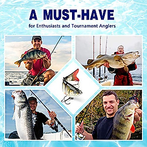 CharmYee Bass Fishing Lure Topwater Bass Lures Fishing Lures Multi Jointed Swimbait Lifelike Hard Bait Trout Perch Pack of 3