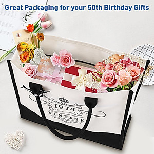 50th Birthday Gift for Women, Canvas Tote Bag for Women 1974, Keepsake Gift for Her Turning 50, 50th Birthday Party Decorations, Great 50th Birthday Gift Packaging Bags, 50th Birthday Gifts for Her