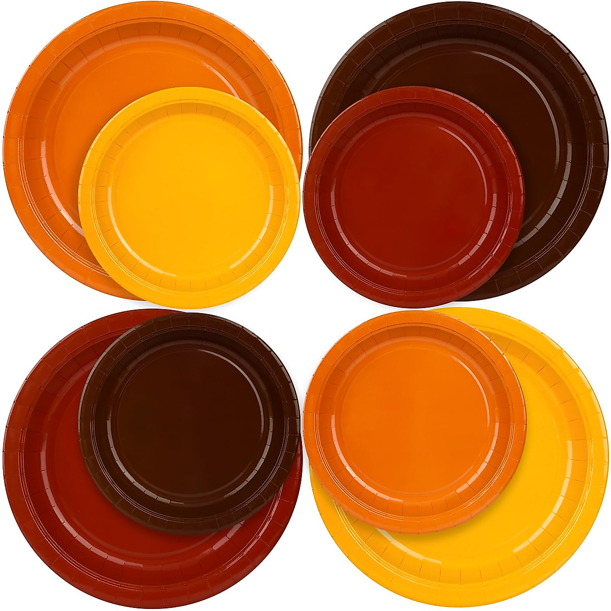 48PCS Thanksgiving Paper Plates Fall Disposable Dinner Plates Heavy Duty Kids Dinnerware Sturdy Appetizer Dessert Plates Give Thanks Autumn Harvest Party Supplies Round Multi-color Plates 10in&7in