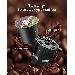 CHULUX Upgrade Single Serve Coffee Maker, 12oz Fast Brewing Machine Brewer Compatible With Pods & Reusable Filter, Auto Shut-Off, One Button Operation, for Hotel, Office, or Travel