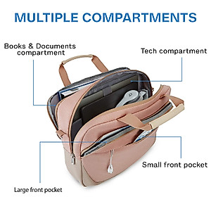 BAGSMART Laptop Bag for Women, 15.6 Inch Laptop Briefcase, Laptop Case Lockable Computer Bag, Laptop Messenger Bag for Travel Business, Pink