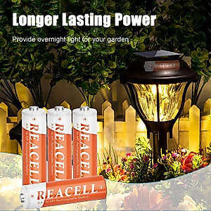 REACELL 24 Packs AA Rechargeable Batteries, 1.2V NiMH Rechargable Solar AA Battery for Household Devices, Outdoor Solar Lights, Toys, Garden Lights, 1200mAh Double A Battery