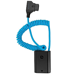 Kondor Blue D-Tap to NP-FZ100 Coiled Dummy Battery Cable for Sony a7S III/a7 IV, Blue