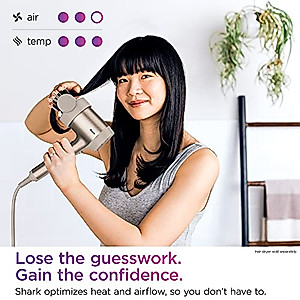 Shark XSKHD1SB IQ Styling Brush, Auto Preset Attachment for HyperAIR Blow Dryers, Rotatable Hot Brush, Styling Tools, For Straight, Wavy, Curly, and Coily Hair, Straight and Shiny Blowout, Stone