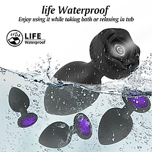 Anal Plug Sex Toys Vibrator - 4Pcs Vibrating Butt Plug Remote Control Vibrators with 10 Vibrating Rotating Modes, Adult Sex Toys & Games for Woman Men Couples Anal Vibrator Prostate Massager Red blcak