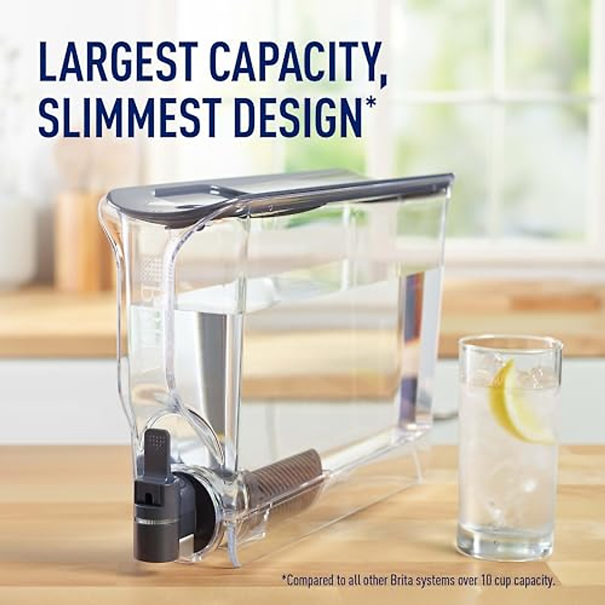 Brita XL Water Filter Dispenser for Tap and Drinking Water with 1 Stream Filter, Lasts 2 Months, 25 Cup Capacity, BPA Free, Dark Blue