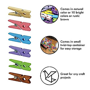 Mini Natural Wooden Clothespins with Jute Twine, 250pcs, 1 Inch Photo Paper Peg Pin Craft Clips with 66ft Natural Twine for Scrapbooking, Arts & Crafts, Hanging Photos (Natural Color)