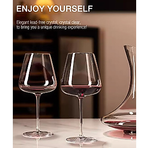 OJA Red Wine Glasses Set of 4, Large Burgundy Glasses-23 OZ, Hand Blown Crystal Glasses- Light, Clear, Best for Wine tasting, Birthday, Christmas, Anniversary