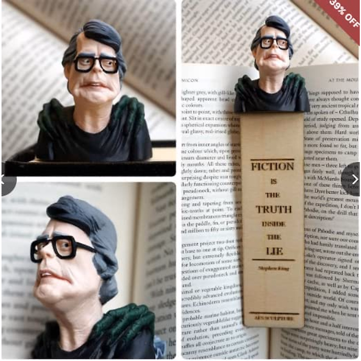 AMbAYZ Horror Bookmarks with Classic Movie Figures Statue,Resin Personality Creepy Bookmarks,Horror Movies Novel Gift Office