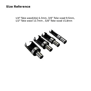 Actopus 4pcs Carbon Steel Wood Plug Cutter Set Drill Bit Cutting Tool