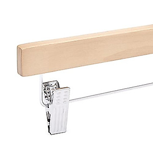 Amazon Basics Wooden Hangers with Clips - Natural, 10-Pack