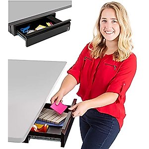 Stand Steady Attachable Under Desk Drawer | Pull-Out Storage Organizer with Smooth Sliding Tracks | Spacious Storage Drawer Easily Mounts to Desks and Workstations (Black / 17.5 x 11.5)