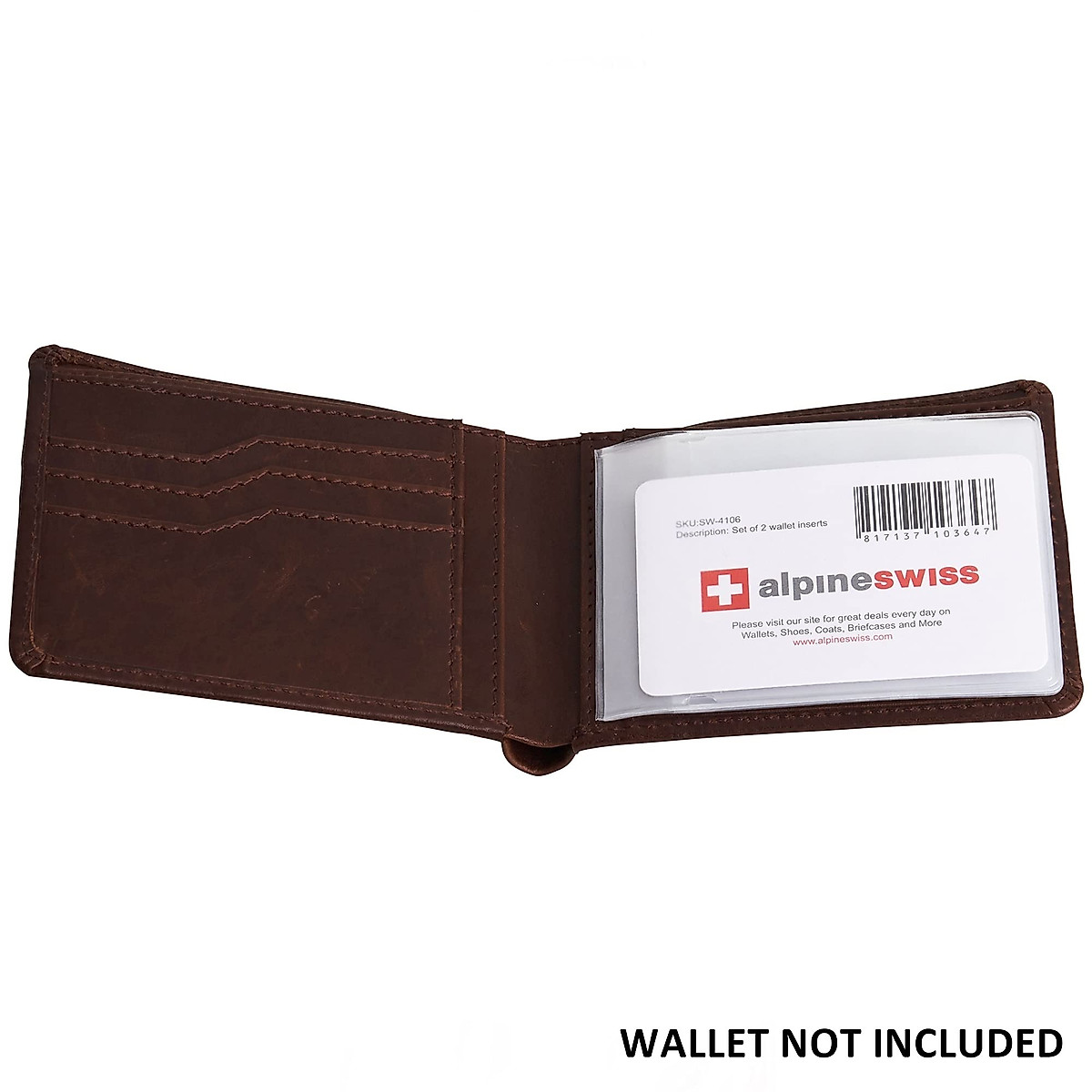 Alpine Swiss Set of 2 Wallet Inserts 6 Pages Credit Card Holder Picture Windows