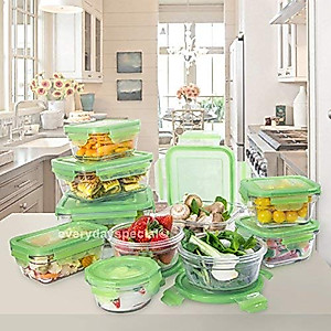 Tempered Glasslock Storage Containers 20pc set Green Lids Microwave & Oven Safe Airtight Anti Spill Proof