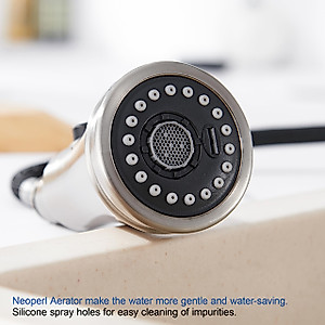 Kitchen Faucet Spray Head Replacement - Pull Down Faucet Sprayer Head with 9 Adapters, 3-Function Kitchen Sink Faucet Head, Replacement Pull Out Faucet Head, Brushed Nickel