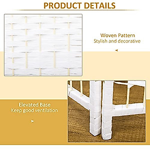 HOMCOM 4 Panel Room Divider, Folding Privacy Screen, 5.6' Room Separator, Wave Fiber Freestanding Partition Wall Divider for Rooms, Home, Office, White