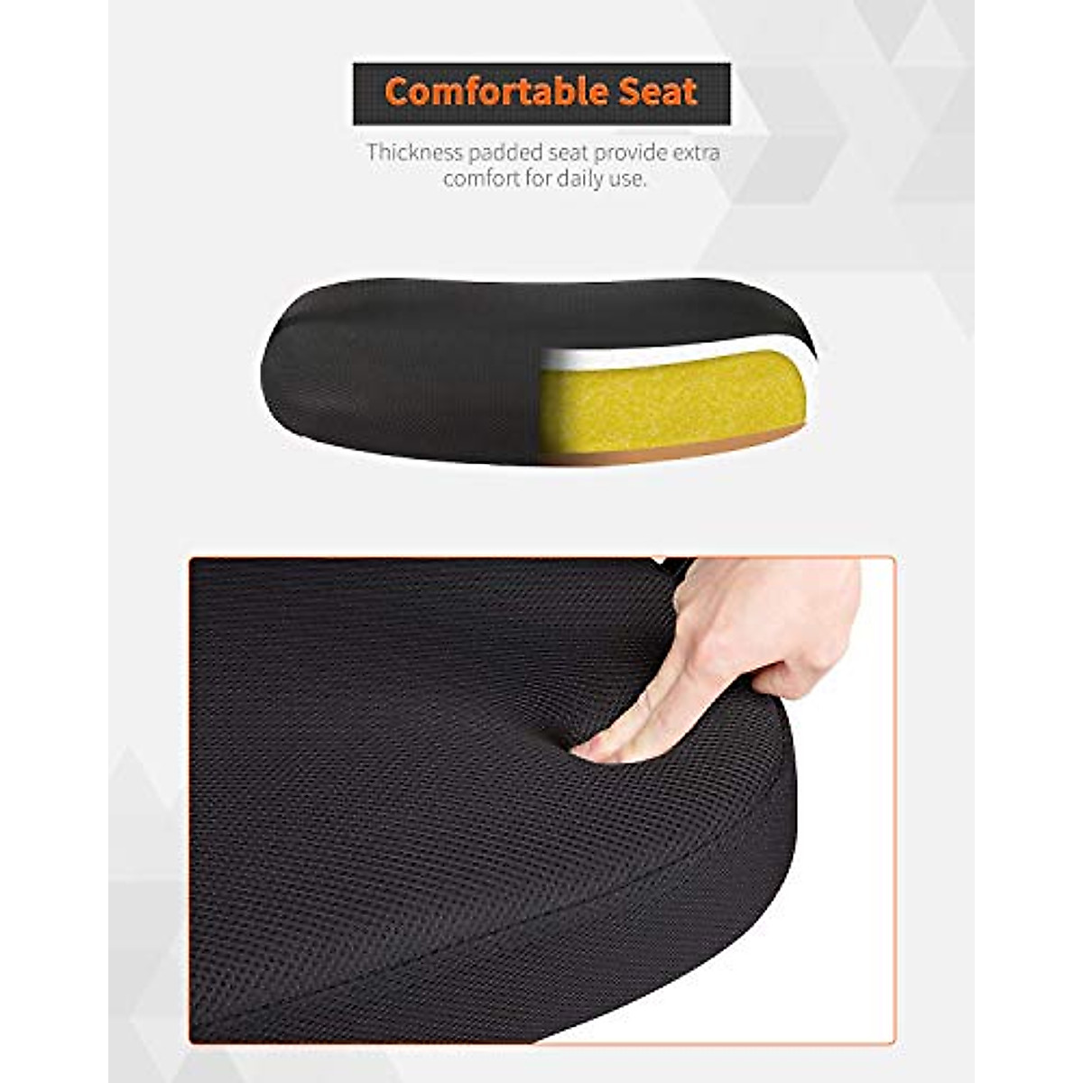 BestOffice Ergonomic Desk Mid-Back Mesh Computer Lumbar Support Comfortable Executive Adjustable Rolling Swivel Task Chair with Armrests(Black)