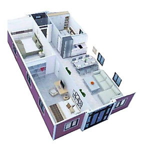 Generic 20Ft PortableTiny Home, Prefabricated Expandable House, 2 BedRoom, Bathroom, Living and Kitchen(Colour Your Choice), Red