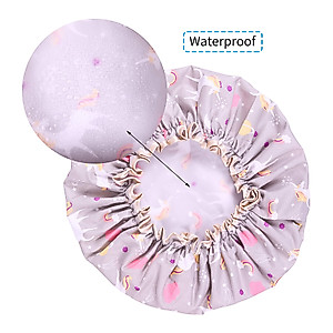 Shower Cap Microfiber Bath Cap - Shower Bonnet Designed for Women and Girls Waterproof Caps Reusable Double Layer Bath Accessories (4 Pack)