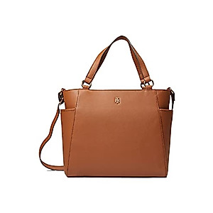 Tommy Hilfiger Beth II Convertible Satchel Saffiano PVC Cognac One Size