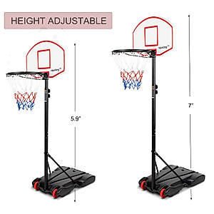 HaoKang Portable Basketball Hoop wtih Adjustable Height 28" Backboard Free Standing System w/Wheels for Kids Teenager