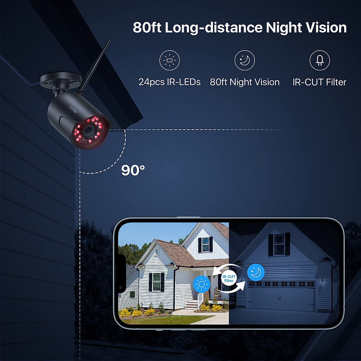 ZOSI 2K 3MP Wireless Security Camera System, H.265+ 8 Channel CCTV NVR with 1TB Hard Drive for 24/7 Recording and 8 x 3MP WiFi IP Camera Outdoor Indoor, Night Vision, Motion Alert, Remote Control