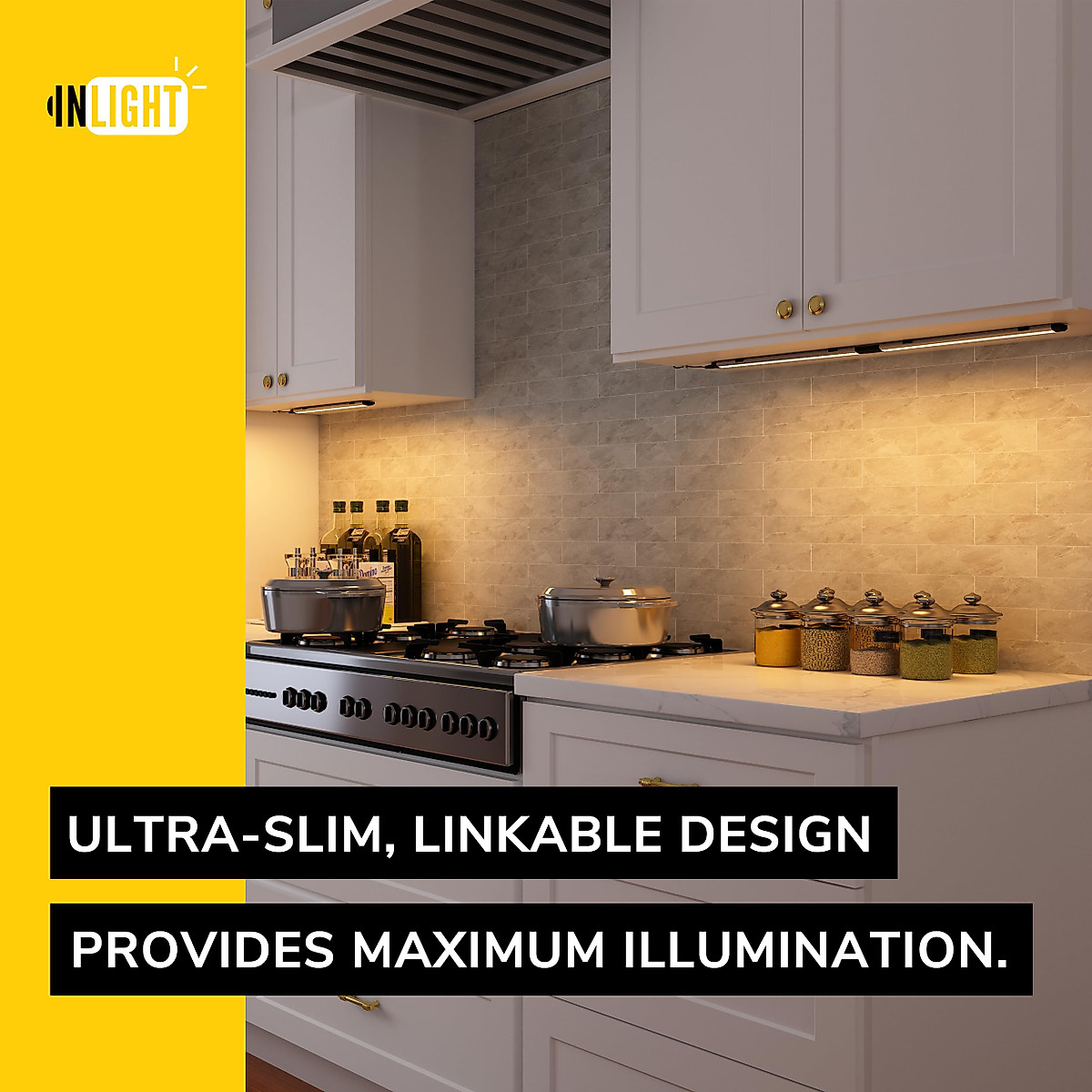 GETINLIGHT 12-inch Plug-in LED Under Counter Lights for Kitchen, Soft White 3000K, Pack of 6, IN-0110-26-SN