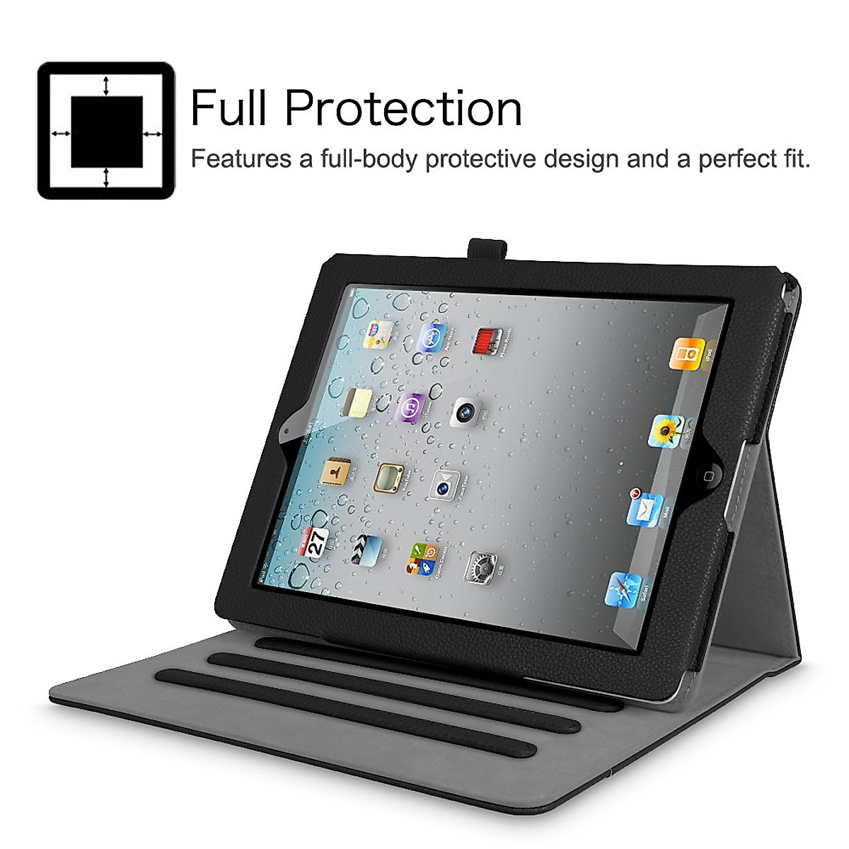 Fintie Case for iPad 4th Generation, iPad 3rd/2nd Gen (2012/2011) 9.7 Inch Tablet - [Corner Protection] Multi-Angle Viewing Smart Cover w/Pocket Auto Sleep/Wake, Black