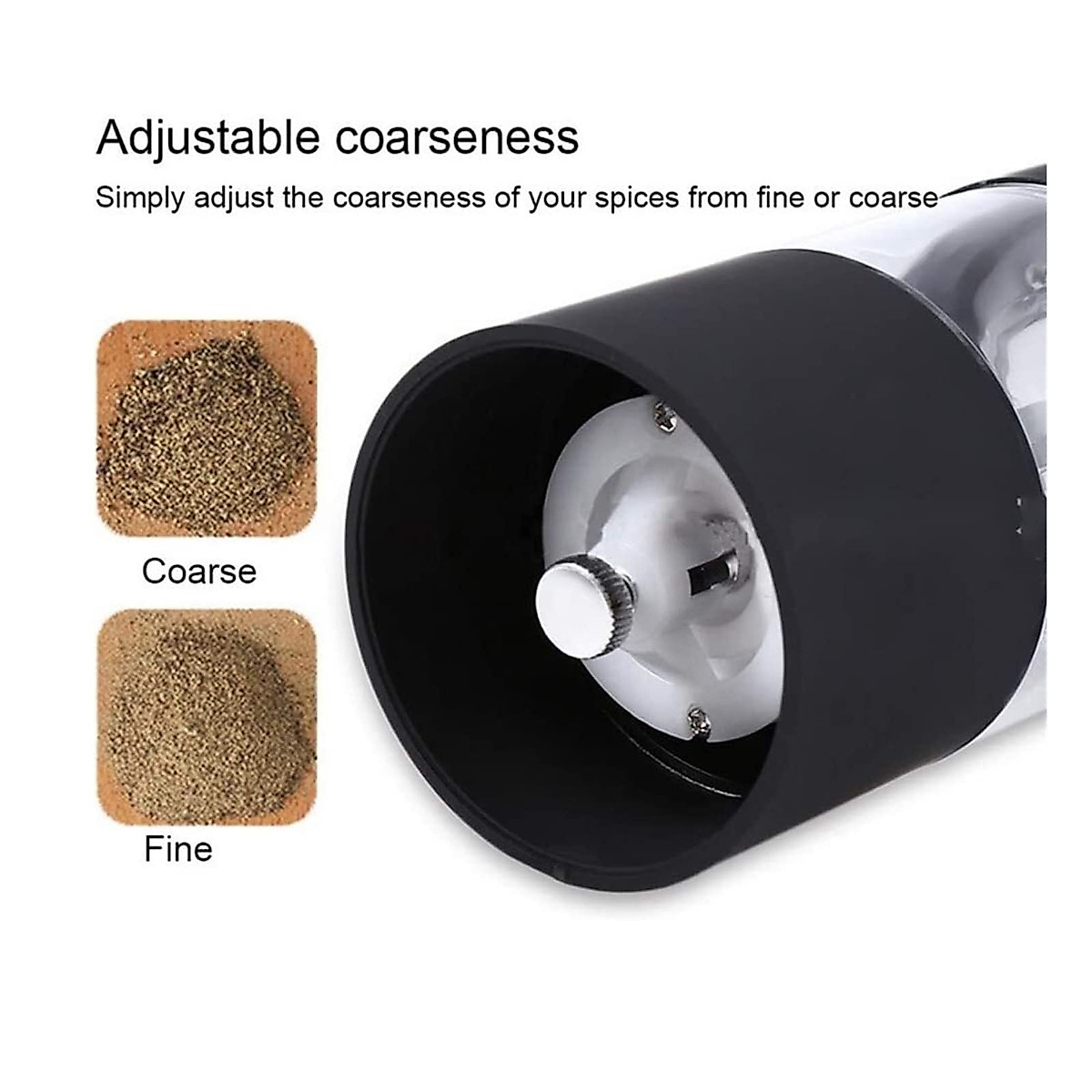 Pepper Grinder Pepper Mill Electric Salt And Pepper Grinder Set，Automatic, Battery Operated ABS Spice Mills Pepper Grinders Pepper Mills (Color : Yellow, Size : 22.5 * 5.2cm)