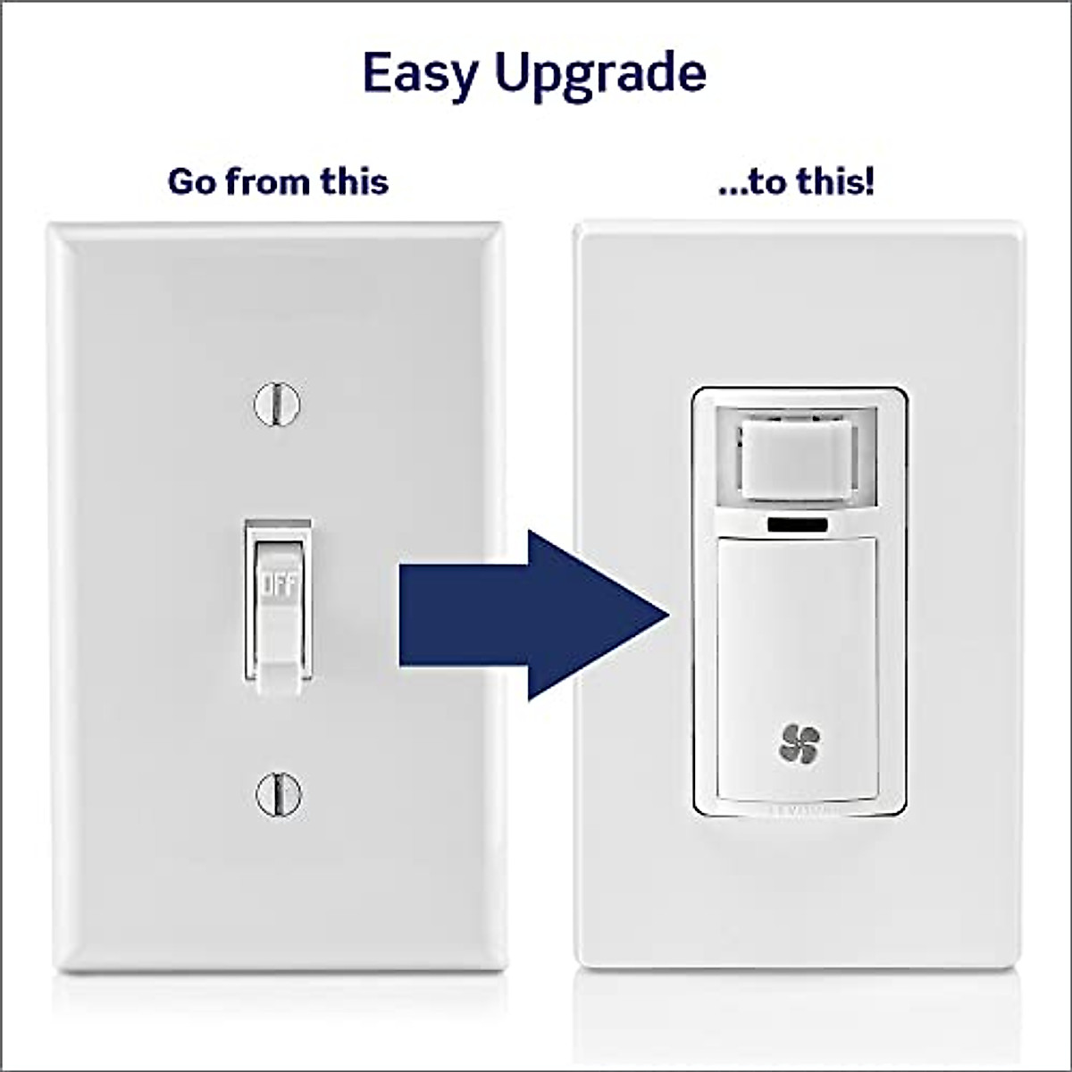 Leviton DHS05-1LW Humidity Sensor Switch for bathroom exhaust fan, automate ventilation, air circulation, moisture control,  ¼ HP, Single Pole, White