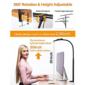 ACNCTOP Desk Lamp for Office Home - Eye-Caring Architect Task Lamp 25 Lighting Modes Adjustable LED Desk Lamp Flexible Gooseneck Clamp Light for Workbench Drafting Reading Study (Black)