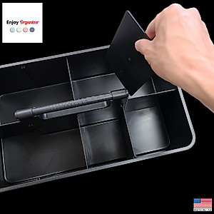 Enjoy Organizer -Extra Large Big Portable Carry Caddy, Cleaning Basket, 8 Compartments Portable Basket with Handle Storage Organizer Stackable Made in USA (2 PACK, Black)