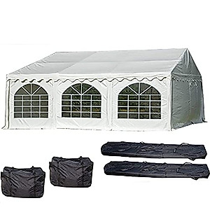 DELTA Canopies 20'x20' (FR) PVC Party Tent White,Commercial Fire Retardant Wedding Canopy,Outdoor Event Shelter,Residential Backyard Garden Gazebo,with Waterproof Top,Galvanized Steel Poles,Carry Bags