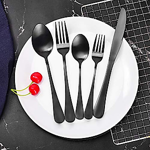 Matte Black Silverware Set Serve for 8, 40 Pieces Heavy Stainless Steel Flatware Set Utensils Cutlery Tableware Set Including Steak Knife Fork and Spoon, Gift Package for Wedding Housewarming