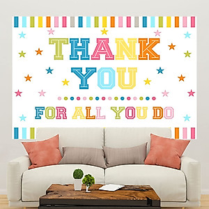 Ticuenicoa 5×3ft Thank You Backdrop Colorful Photography Background Thanks for Teachers Employees Thank You First Responders Support Doctors Nurses Party Decorations Banner Props