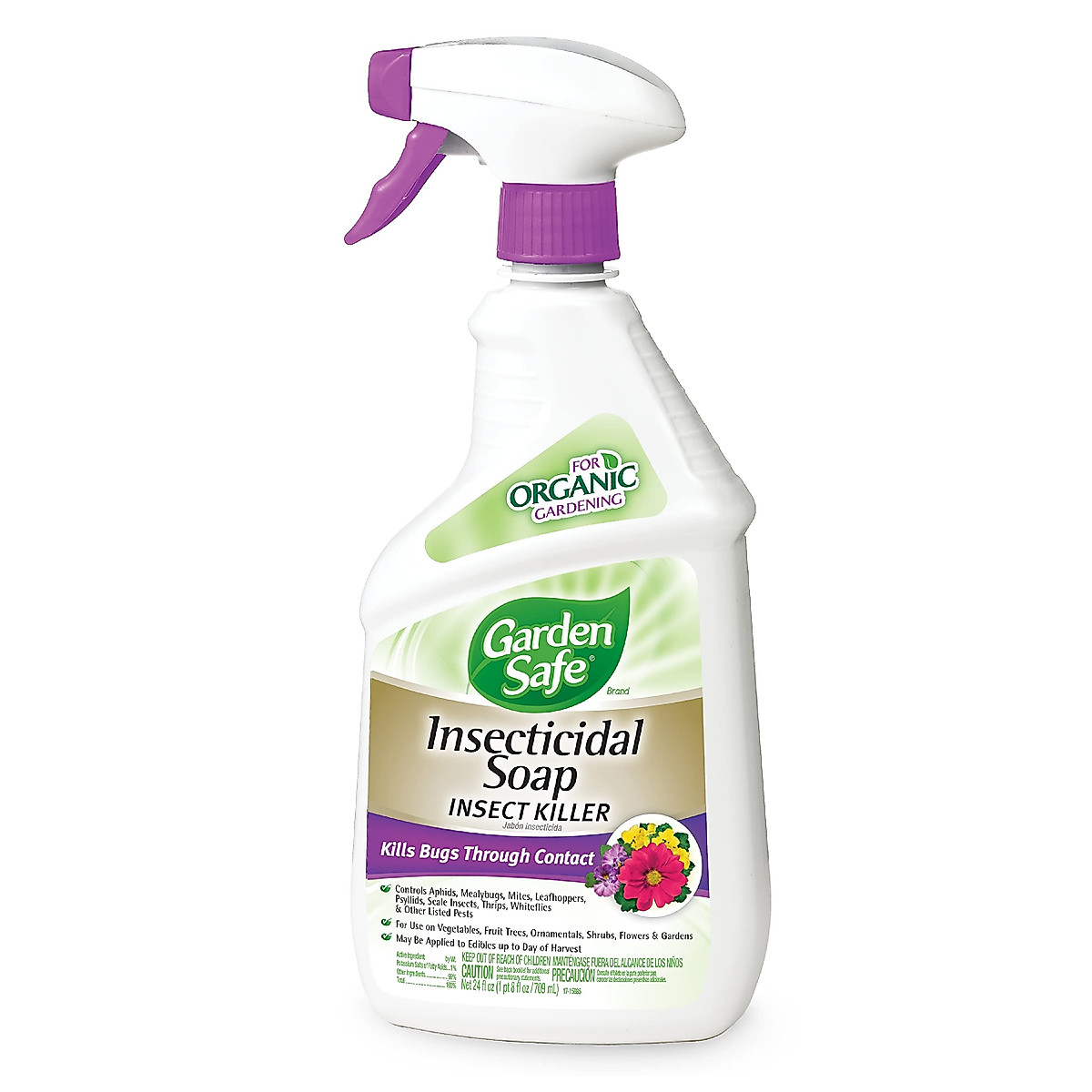 Garden Safe Insecticidal Soap Insect Killer, Kills Bugs Through Contact, Controls Aphids, Whiteflies, Mealybugs, For Organic Gardening, (RTU Spray) 24 fl Ounce