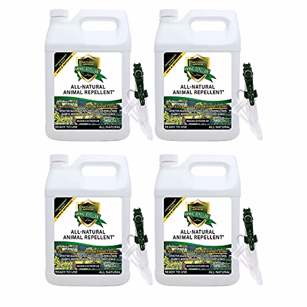 Natural Armor Animal & Rodent Repellent Spray. Repels Skunks, Raccoons, Rats, Mice, Deer Rodents & Critters. Repeller & Deterrent in Powerful Peppermint Formula – 128 Fl Oz Gallon Case of 4