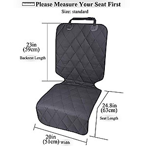 VIVAGLORY Dog Front Seat Cover with No-Skirt Design, 4 Layers Quilted & Durable 600D Oxford Seat Protector Against Fur & Dirt,Dog Car Seat Cover with Anti-Slip Backing for Most Cars, SUVs & MPVs,Black