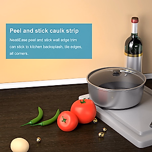 NeatiEase Flexible Trim Caulk Strip, Peel and Stick Trim for Molding, Tile Edge, Ceiling, Wall Corner, Baseboard, Floor(White)