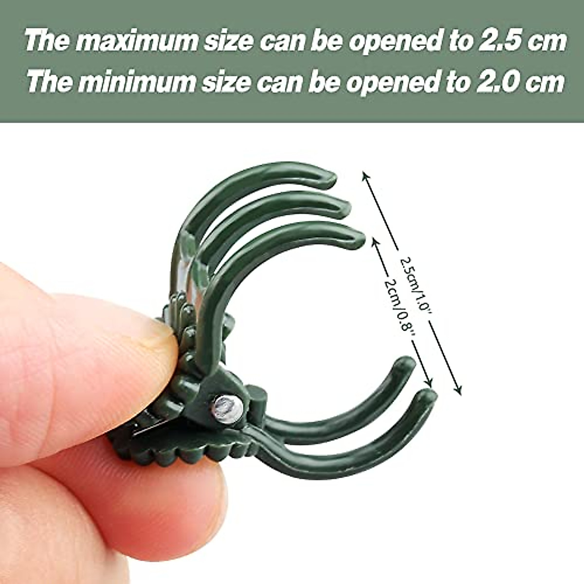 KINGLAKE Orchid Stem Clips,Medium Daisy Plant Clips, 100 Pcs Plant Support Clips Garden Flower Thick Plastic Vine Clips Dark Green (95230)